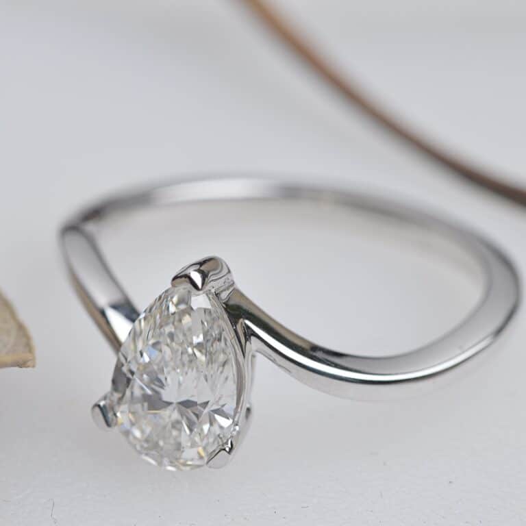 Pear Shaped Solitaire Diamond Ring – Azure Jewellery Workshop